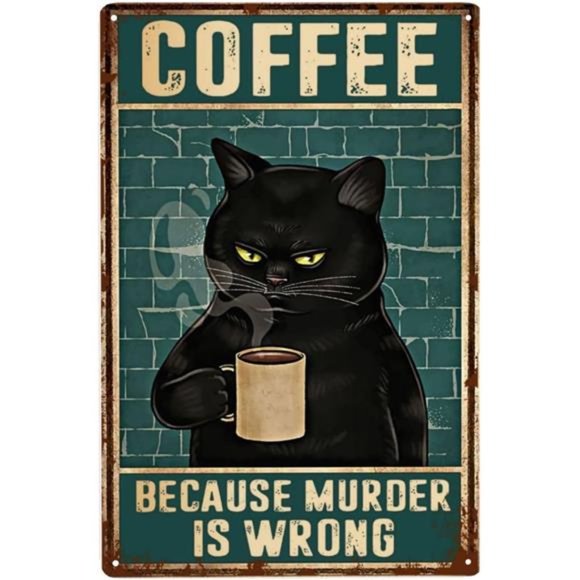 Wall Decor | Vintage Metal Tin Sign Black Cat Retro Tin Signs Wall ...